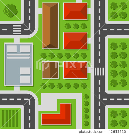 City Top View. Town Map Seamless Pattern. Vector - Stock Illustration ...