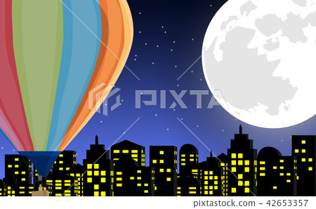 Balloon and full moon - Stock Illustration [42653357] - PIXTA