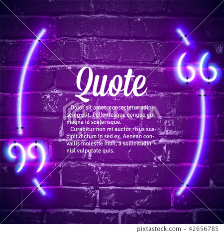 Retro neon glowing quote marks frame on the wall - Stock Illustration ...