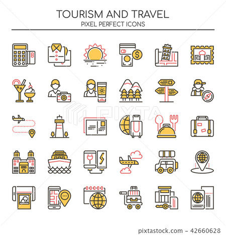 Tourism and Travel , Pixel Perfect Icons. - Stock Illustration ...