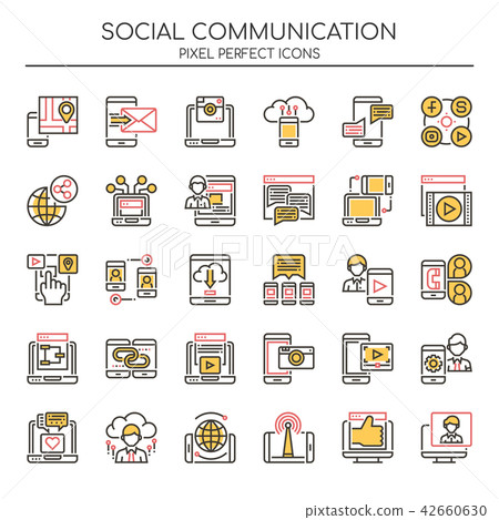 Social Communication , Pixel Perfect Icons. - Stock Illustration ...