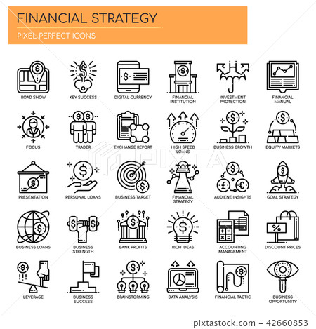 Financial Strategy , Pixel Perfect Icons. - Stock Illustration ...