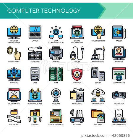 Computer Technology , Pixel Perfect Icons. - Stock Illustration ...