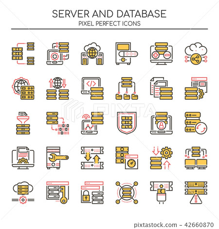 Server and Database , Pixel Perfect Icons. - Stock Illustration ...