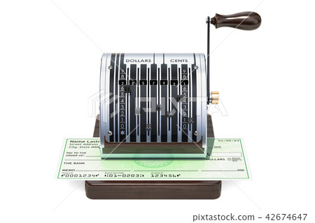 Antique check writer with bank check - Stock Illustration [42674647 ...