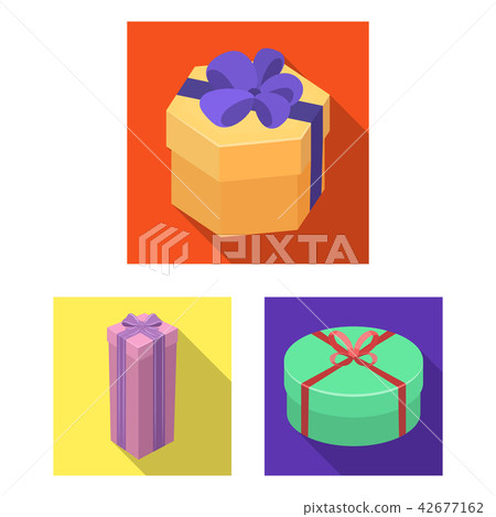 Gift and packing flat icons in set collection... - Stock Illustration ...