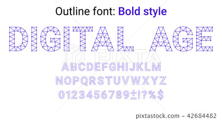 Blue handmade font in the Outline style - Stock Illustration [42684482 ...