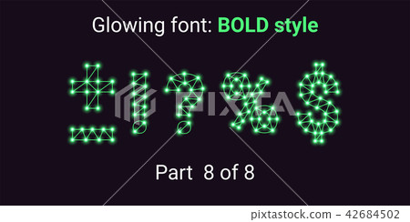 Green Glowing font in the Outline style - Stock Illustration [42684502 ...