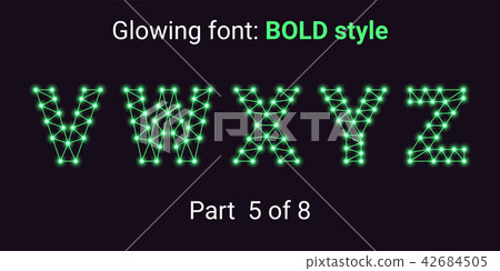 Green Glowing font in the Outline style - Stock Illustration [42684505 ...