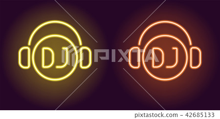 Neon DJ sign in Yellow and Orange color - Stock Illustration [42685133 ...