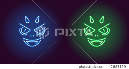 Neon Devil in Blue and Green color - Stock Illustration [42685139] - PIXTA