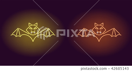Neon Bat in Yellow and Orange color - Stock Illustration [42685143] - PIXTA