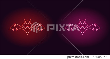 Neon Bat in Red and Pink color - Stock Illustration [42685146] - PIXTA