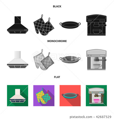 Kitchen equipment black, flat, monochrome icons... - Stock Illustration [42687329] - PIXTA