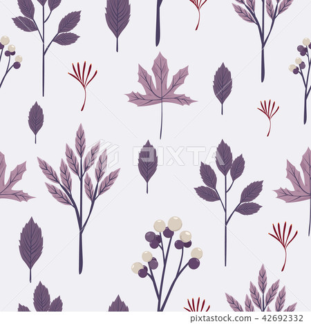 Autumn leaves seamless pattern in Purple toned - Stock Illustration ...