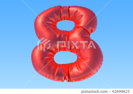 Number 8, red foil balloon in the sky - Stock Illustration [42699625 ...