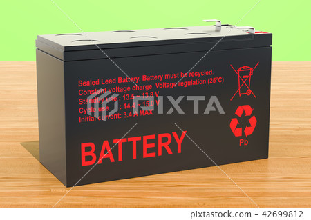 Sealed UPS battery on the wooden background - Stock Illustration ...