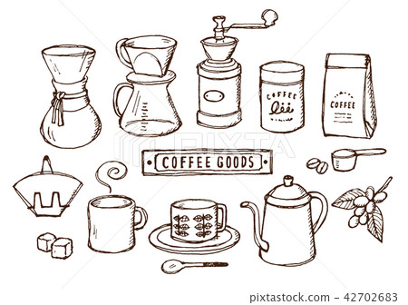 Pen painting coffee goods - Stock Illustration [42702683] - PIXTA