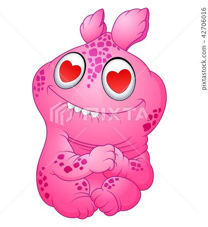 Cute pink monster fall in love - Stock Illustration [42706016] - PIXTA