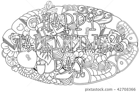 Hand drawn doodles happy valentines day - Stock Illustration [42708366 ...