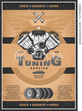 Motor vehicle service banner with engine parts - Stock Illustration ...
