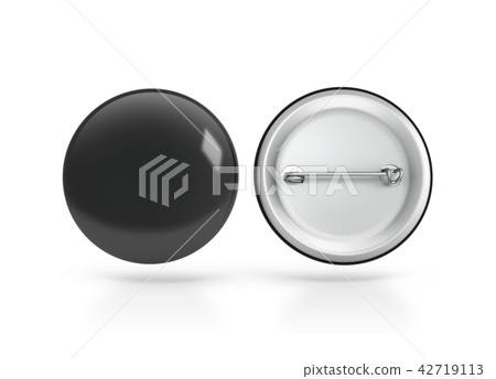 Blank black button badge mockup, front back side - Stock Illustration ...