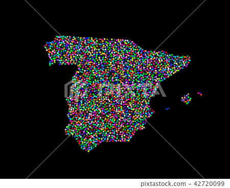 Spain map. Isolated on black background. - Stock Illustration [42720099 ...