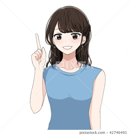 Young female pointing pose - Stock Illustration [42746491] - PIXTA