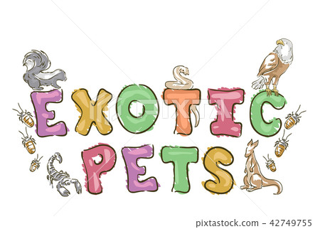 Exotic Pets Lettering Illustration - Stock Illustration [42749755] - PIXTA