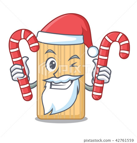 Santa with candy wooden cutting board mascot... - Stock Illustration ...