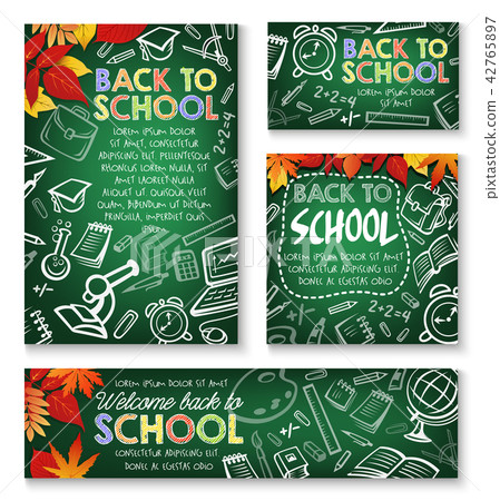Back to School vector study chalkboard posters - Stock Illustration ...