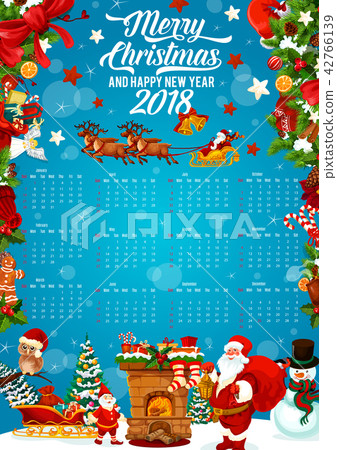 Christmas and New Year festive calendar template - Stock Illustration ...