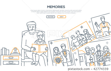 Memories - line design style banner - Stock Illustration [42774339] - PIXTA