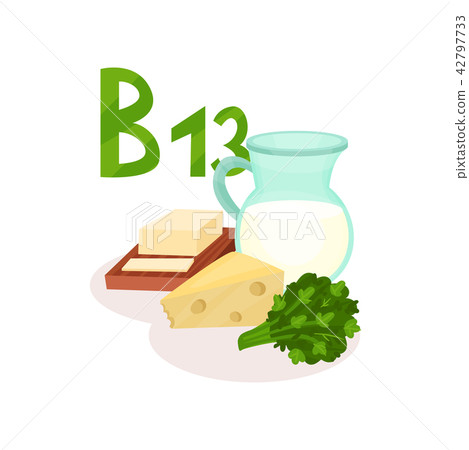 Organic products with vitamin B13 orotic acid .... - Stock Illustration ...