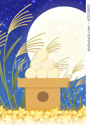 Japanese style background material, moon view,... - Stock Illustration ...