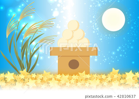 Japanese style background material, moon view,... - Stock Illustration ...