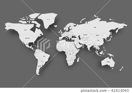Political map of World. Light grey map with... - Stock Illustration ...