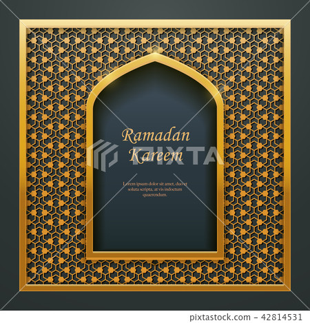 Ramadan Kareem Islamic golden door window tracery - Stock Illustration ...