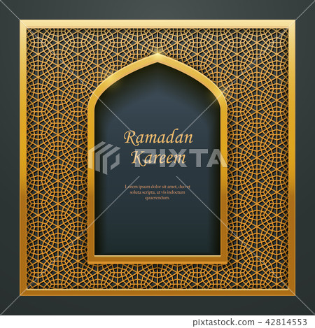 Ramadan Kareem Islamic golden door window tracery - Stock Illustration ...
