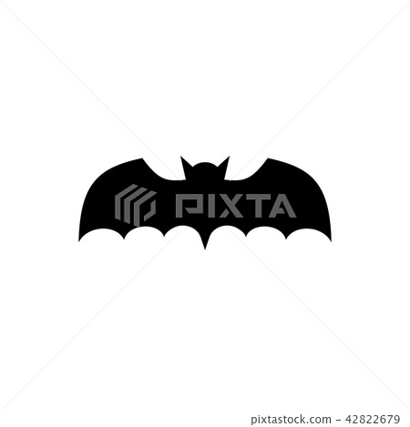 Bat black icon isolated on white background. - Stock Illustration ...