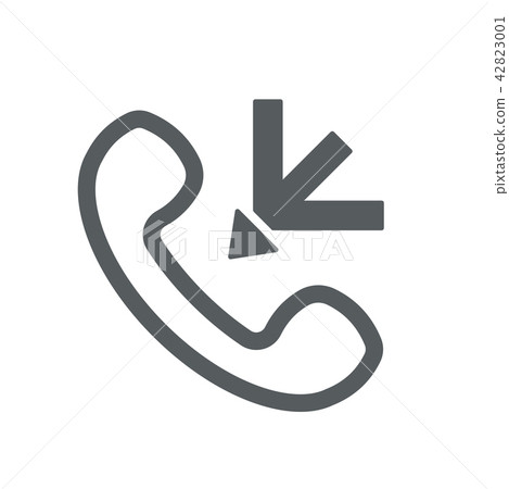 Incoming call icon with outline handset and arrow. - Stock Illustration ...