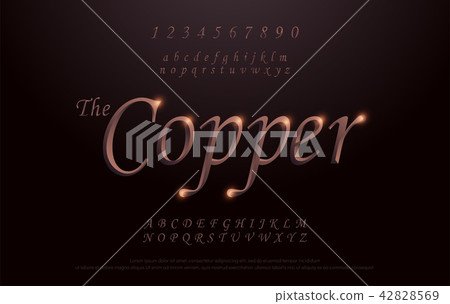 Elegant Copper Colored Metal Chrome alphabet font - Stock Illustration ...
