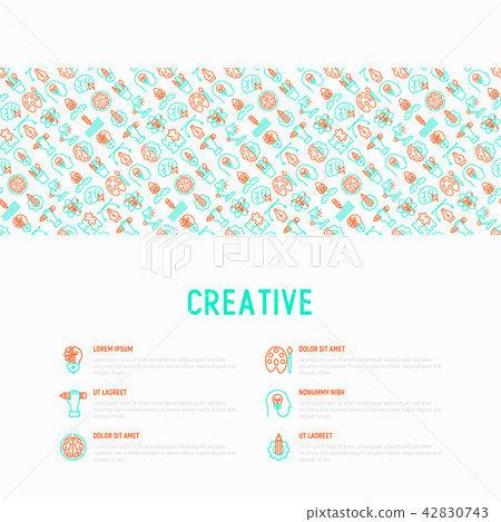 Creative concept with thin line icons - Stock Illustration [42830743 ...