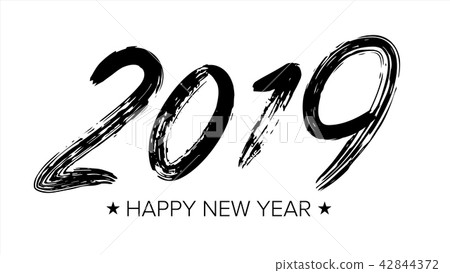 2019 Sign Vector. Grunge Calligraphy. Happy New... - Stock Illustration ...
