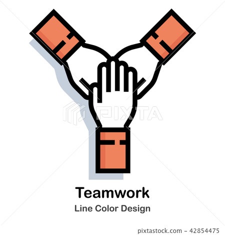Teamwork Line Color Icon - Stock Illustration [42854475] - PIXTA
