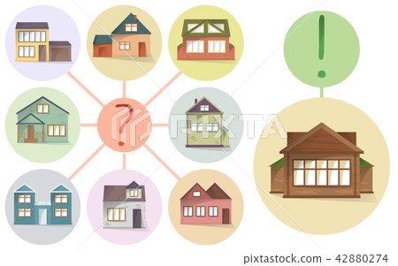 Choosing right house, compare different houses and - Stock Illustration ...