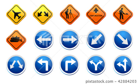 road and traffic signs collection - Stock Illustration [42884203] - PIXTA