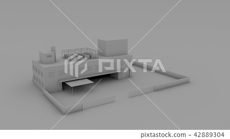 2 stories building _ 3 D _ 0007 - Stock Illustration [42889304] - PIXTA