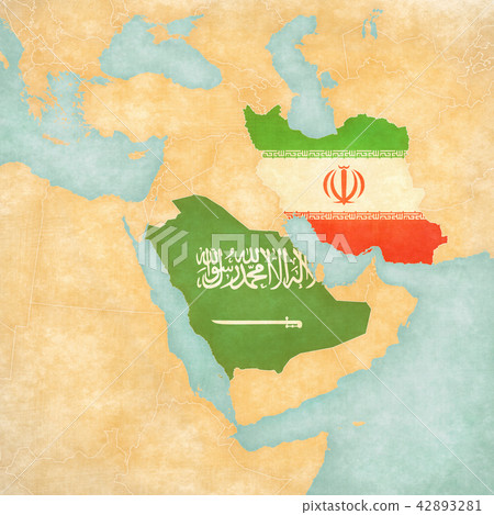 Map of Middle East - Saudi Arabia and Iran - Stock Illustration ...