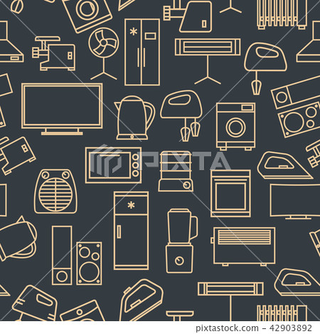 Seamless pattern from set of household appliances - Stock Illustration ...